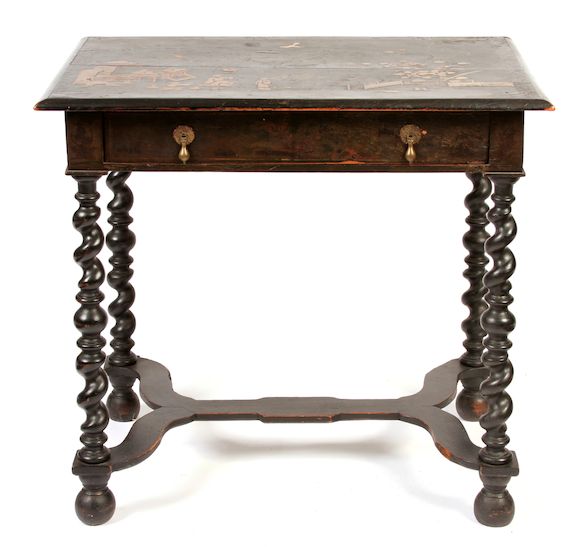 Bonhams : A Continental Baroque ebonized and japanned side table
