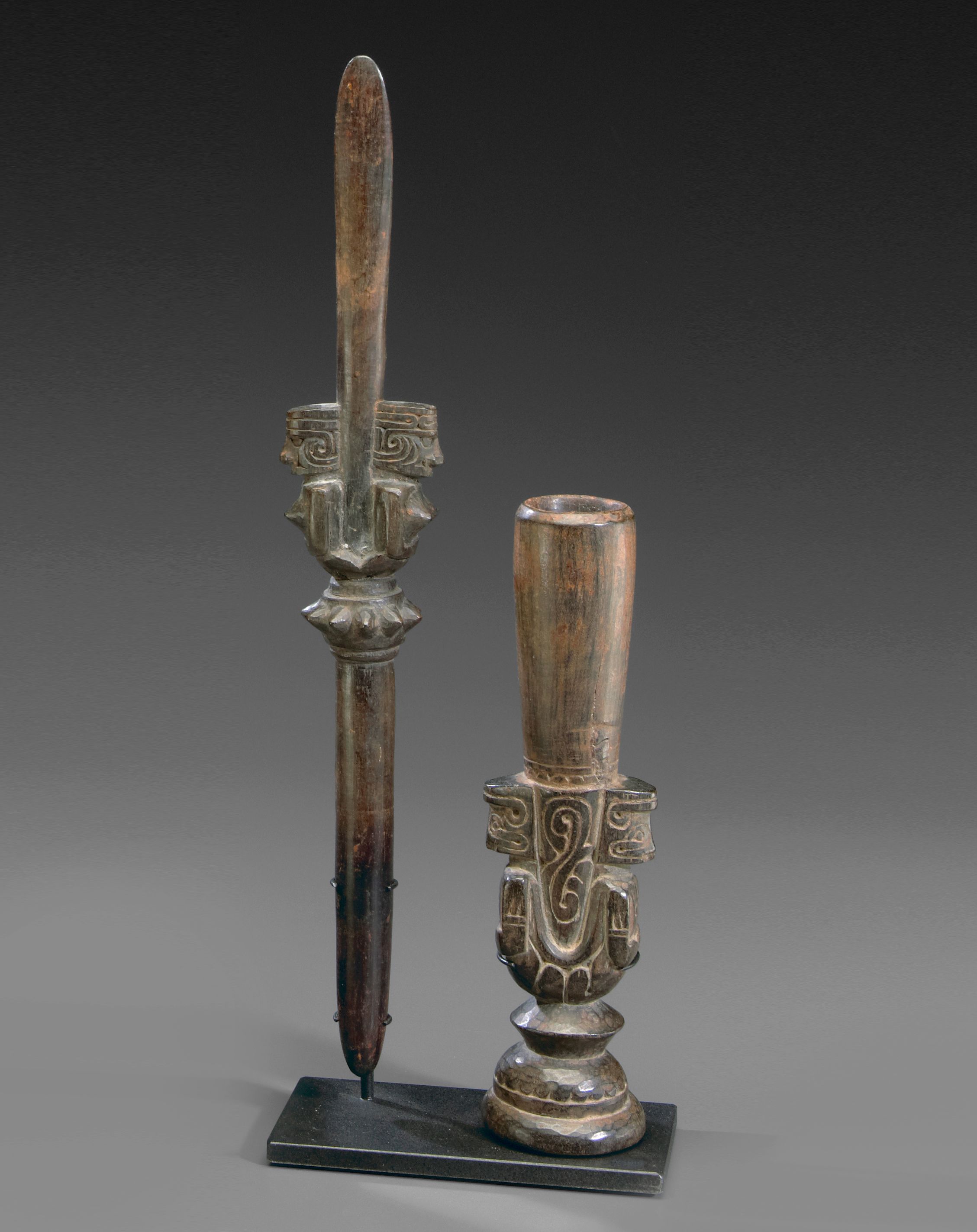 Bonhams : Massim Figurative Betel Mortar, kai du, and Pestle, kai mil ...