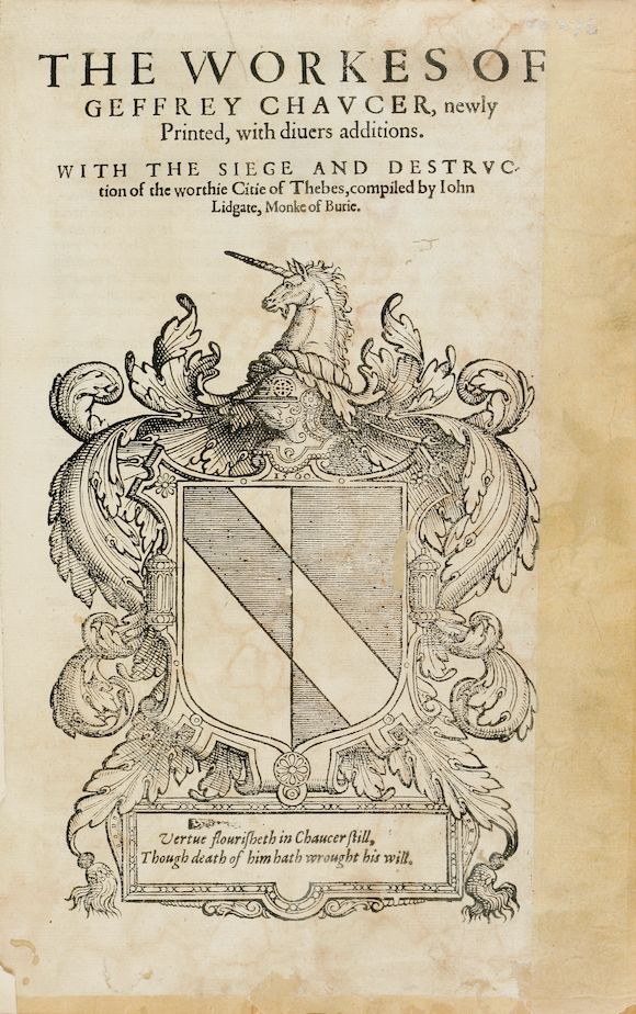 Bonhams : CHAUCER, GEOFFREY. The Workes of Geffrey Chaucer, newly ...