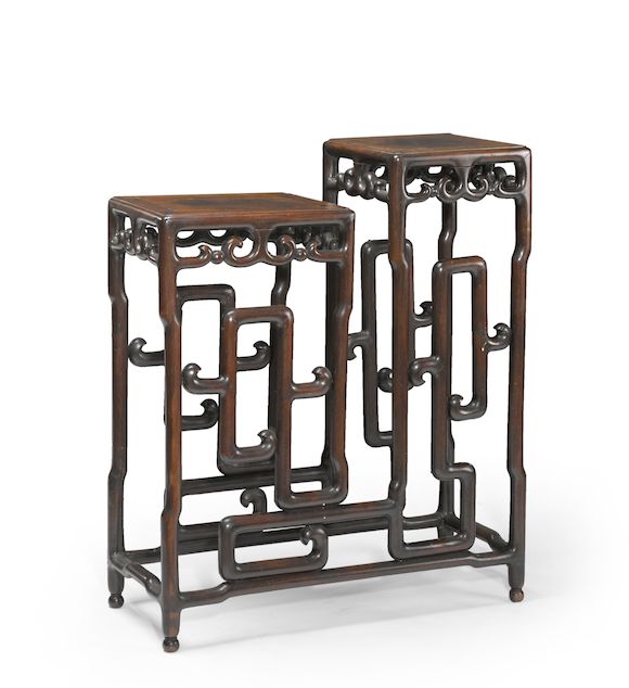 Bonhams : A hardwood two-tiered stand Late Qing dynasty