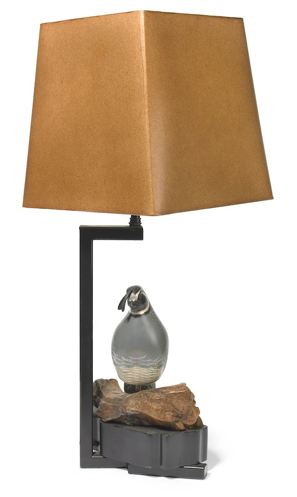 Bonhams : A carved and painted wood, driftwood and ebonized wood Quail ...