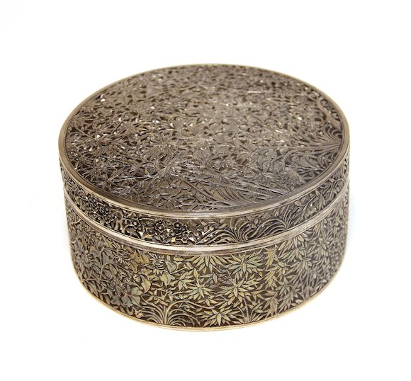 Bonhams : A export-silver reticulated circular box Late Qing/Republic ...