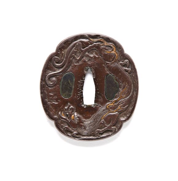 Bonhams : A large Nara school iron tsuba After Yasuchika, 18th century