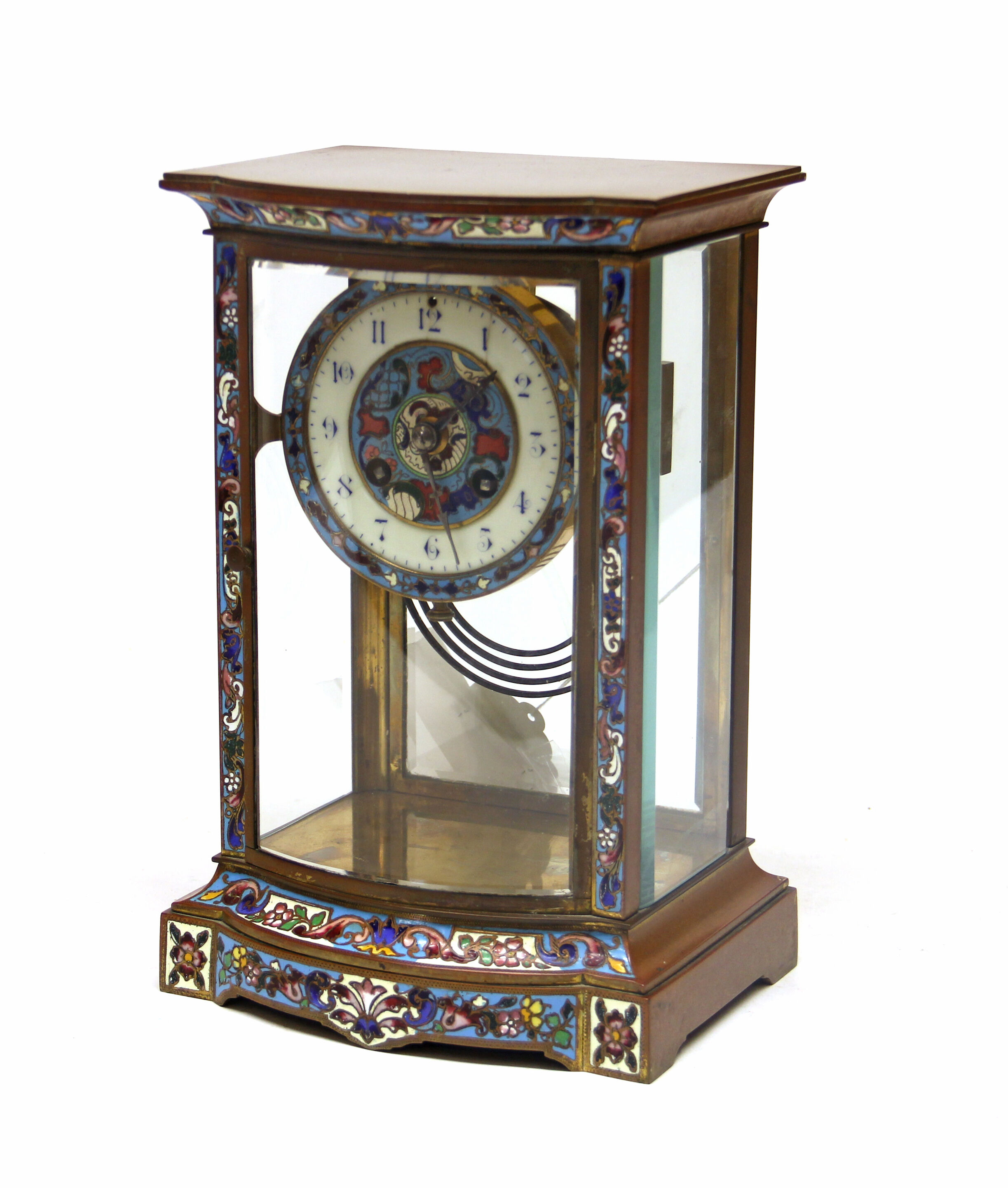 Bonhams : A French gilt brass and champlevé enamel mantel clock late 19th century