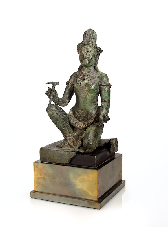 Bonhams : A copper alloy figure of Visvakarman Thailand, 13th/14th Century
