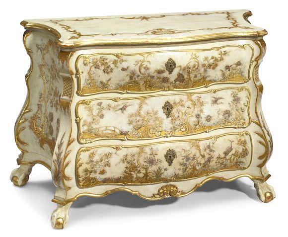 Bonhams : A Dutch Rococo style parcel gilt and paint decorated chest ...