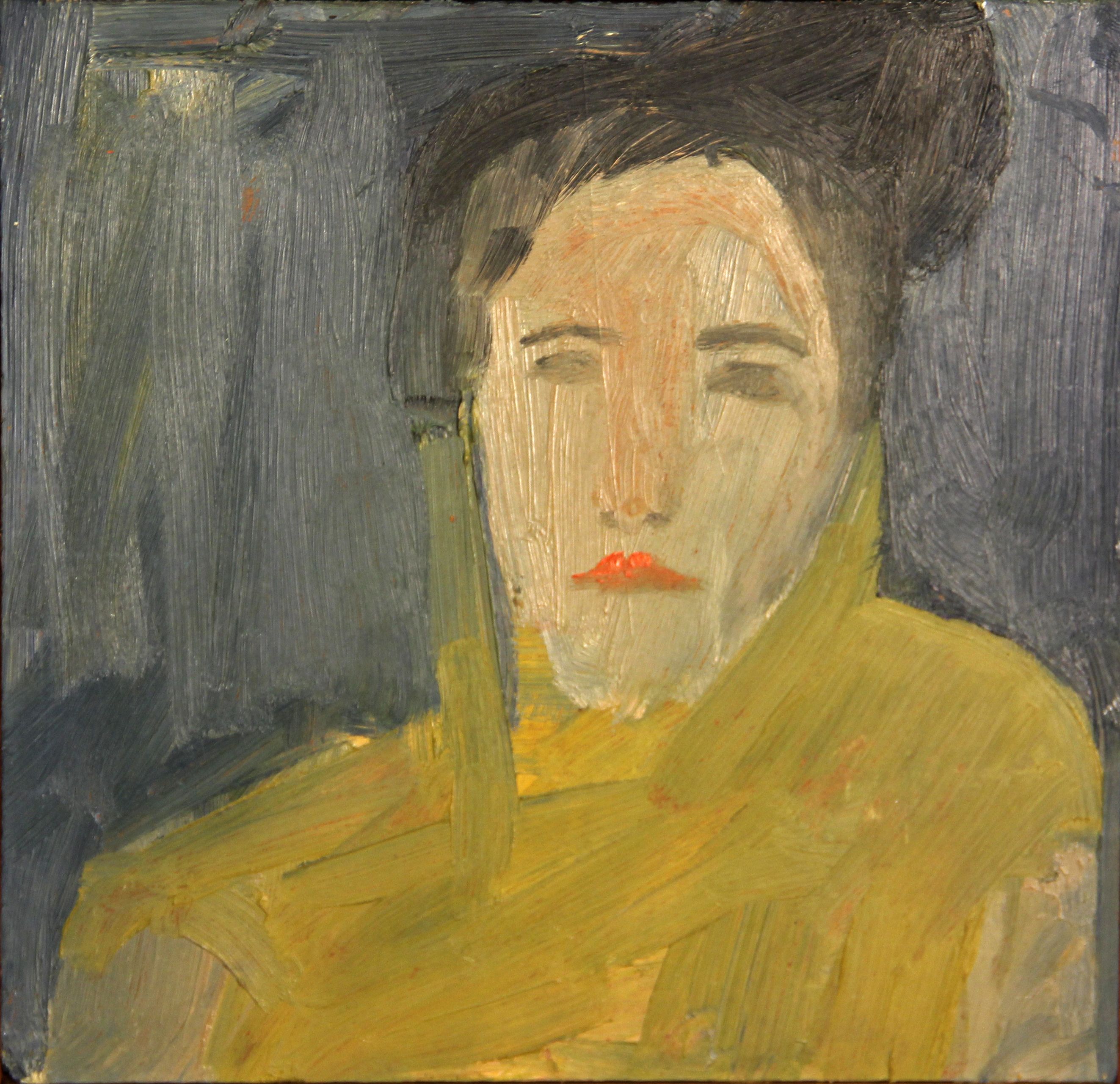 Bonhams : Selina Trieff (American, born 1934) Woman in yellow 9 x 9in