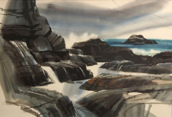 Bonhams : Robert Perine (American, 1922-2004) Coastal rocks, 1969 15 1/ ...