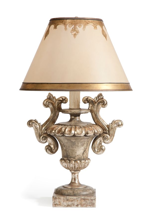 Bonhams : An Italian Baroque style silver gilt urn form table lamp