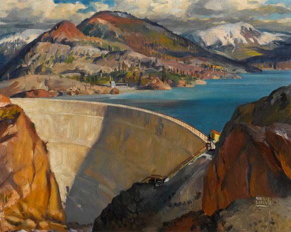 Bonhams : Maurice Logan (American, 1886-1977) Lake Spaulding dam 22 1/2 ...