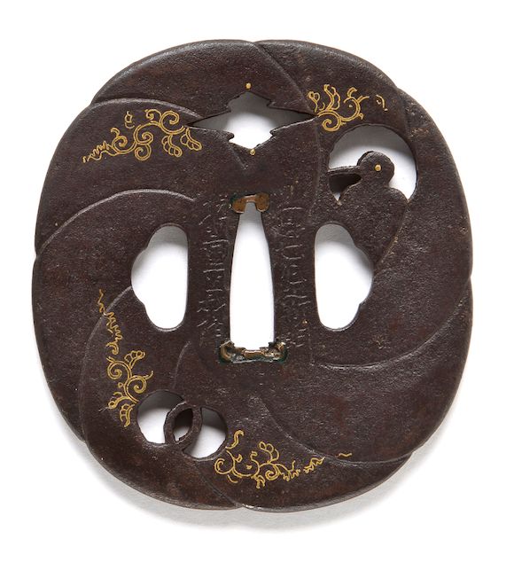 Bonhams : An Umetada school small iron tsuba By Umetada Shigeyoshi ...