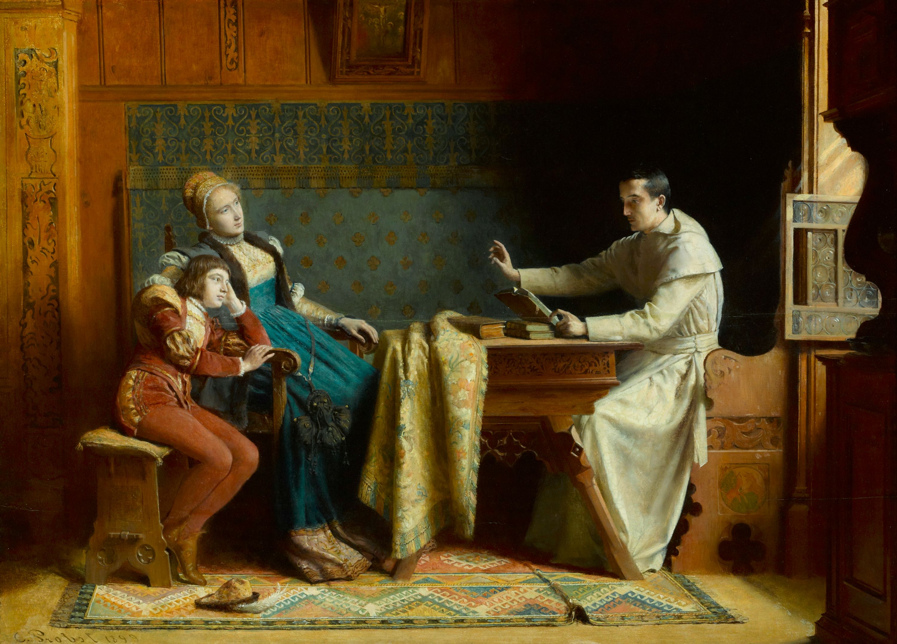 Bonhams : Carl Probst (Austrian, 1854-1924) Bygone days 18 3/4 x 25 3 ...