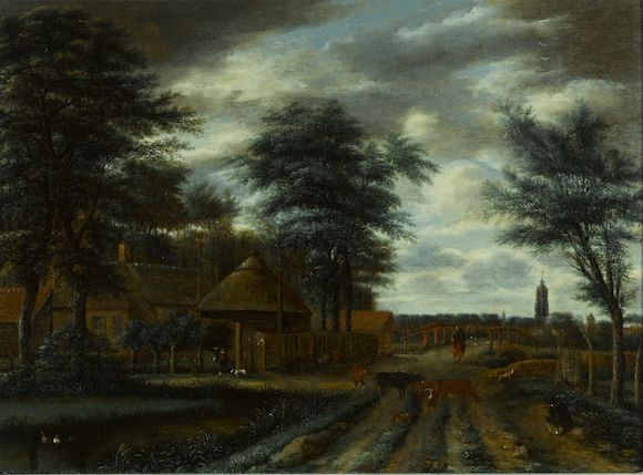 Bonhams : Pieter Jansz. van Asch (Delft 1603-1678) A country lane with ...