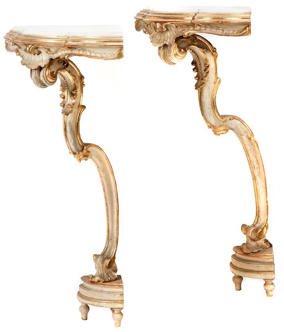 Bonhams : A pair of Venetian Rococo style parcel gilt and paint ...