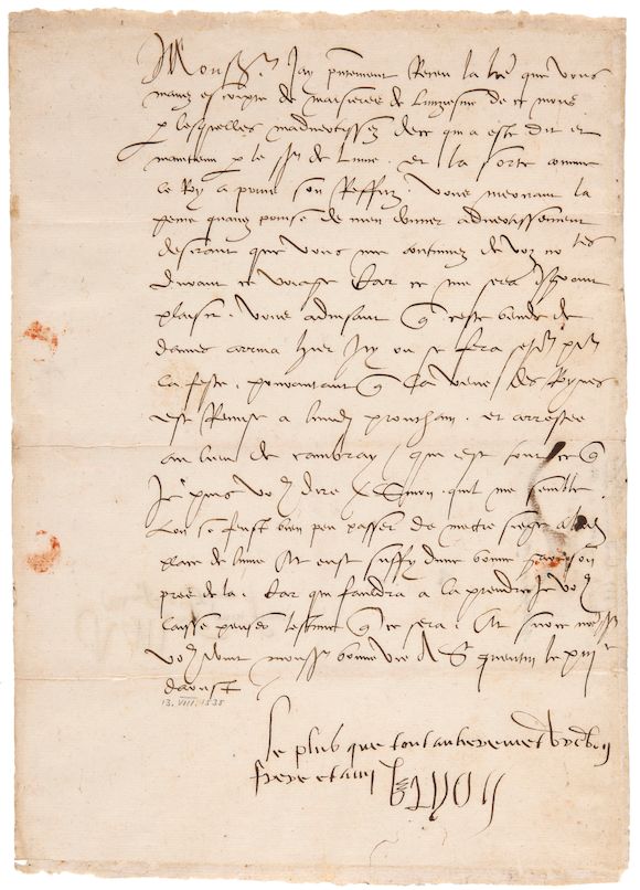 Bonhams : AWAITING NEWS OF JACQUES CARTIER. CHABOT, PHILIPPE DE, c.1492 ...
