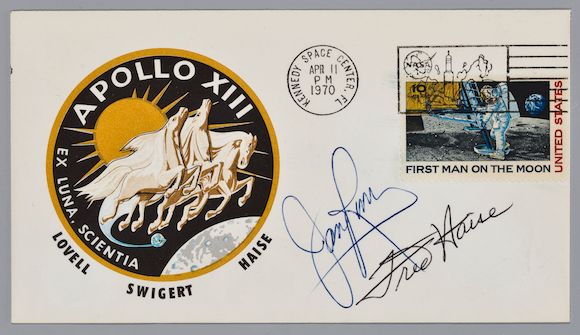 Bonhams : APOLLO 13 LAUNCH POSTAL COVERSIGNED. Postal envelope with an ...