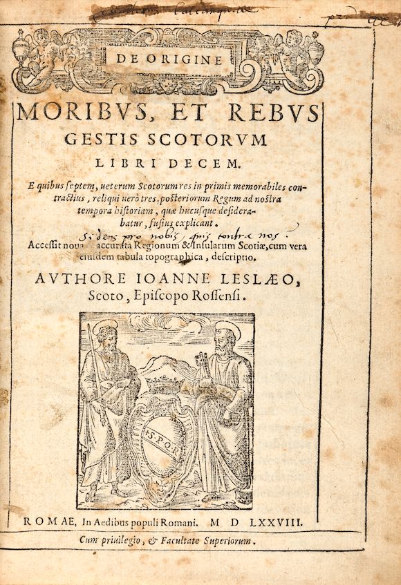 Bonhams : LESLIE, JOHN. 1527-1596. De origine moribus, et rebus gestis ...