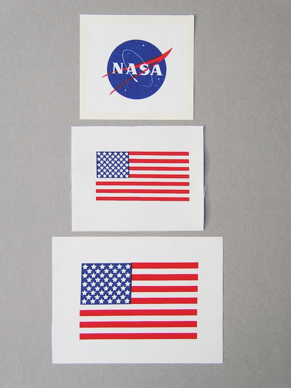 Bonhams : THE NASA MEATBALL AND U.S. FLAGS Three emblems printed on ...