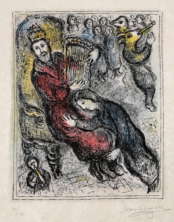 Bonhams : Marc Chagall (Russian/French, 1887-1985); Le Roi David à la Lyre;