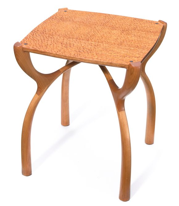 Bonhams : A Todd Ouwehand arched lacewood and cherry side table 2012