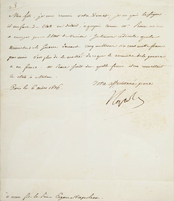 Bonhams : BONAPARTE, NAPOLEON. 1769-1821. Letter Signed ("Napoleon") as ...