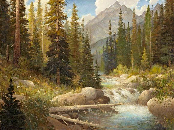 Bonhams : John Barger (American, born 1953) Stream rushing through ...