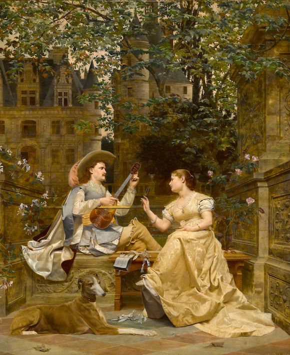 Bonhams : Paul Alphonse Viry (French, 1832-1913) The music lesson 30 x ...