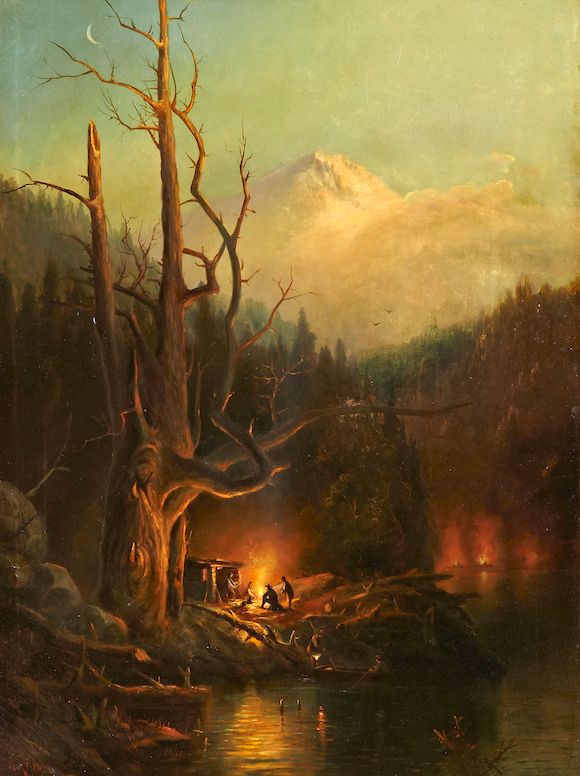 Bonhams : Andrew Melrose (American, 1836-1901) Encampment at the base ...