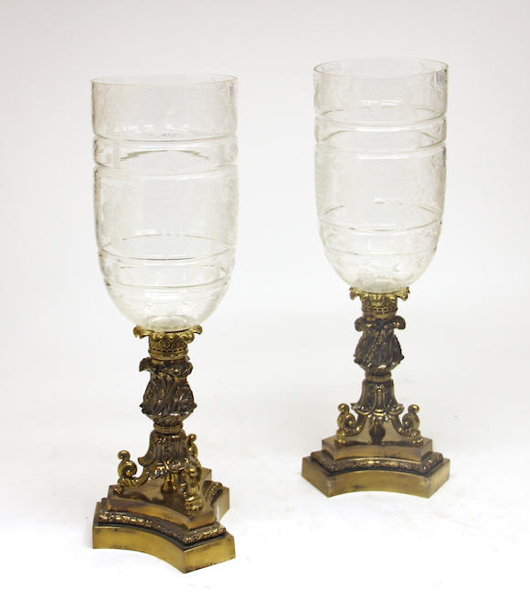 Bonhams A Pair Of Neoclassical Style Brass Candlesticks With Engraved
