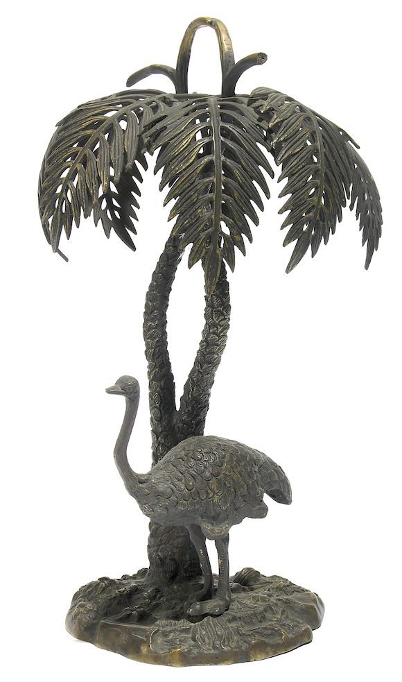 Bonhams : An Austrian bronze ostrich and palm tree figure early 20th ...