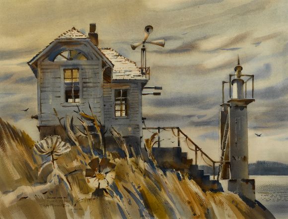 Bonhams : Rex Brandt (American, 1914-2000) Turn Point Lighthouse, Washington, 1986 sight 18 1/2 ...
