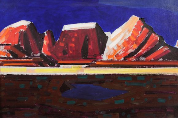 Bonhams : Conrad Buff (American, 1886-1975) Mountain landscape 16 x 24in