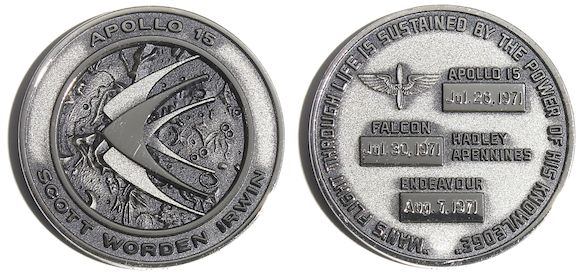 Bonhams : SCOTT'S UNFLOWN APOLLO 15 MEDALLION. Apollo 15 medallion ...