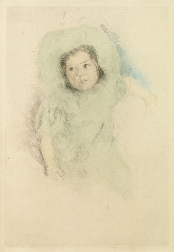 Bonhams : Mary Cassatt (American, 1845-1926); Margot Wearing a Bonnet ...