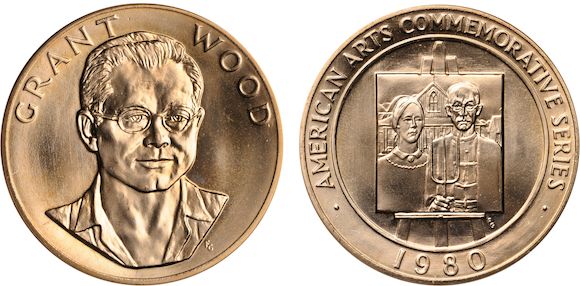 Bonhams : 1980 Grant Wood One Ounce American Arts Gold Medal