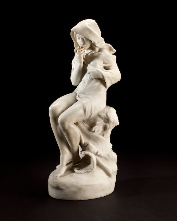 Bonhams : Louis Robert Carrier-Belleuse (French, 1848-1913) A Carrara marble figure of a seated ...