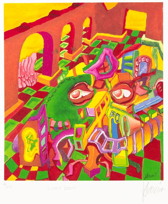 Bonhams : A Jerry Garcia lithograph, Lizard Board, used to create the ...