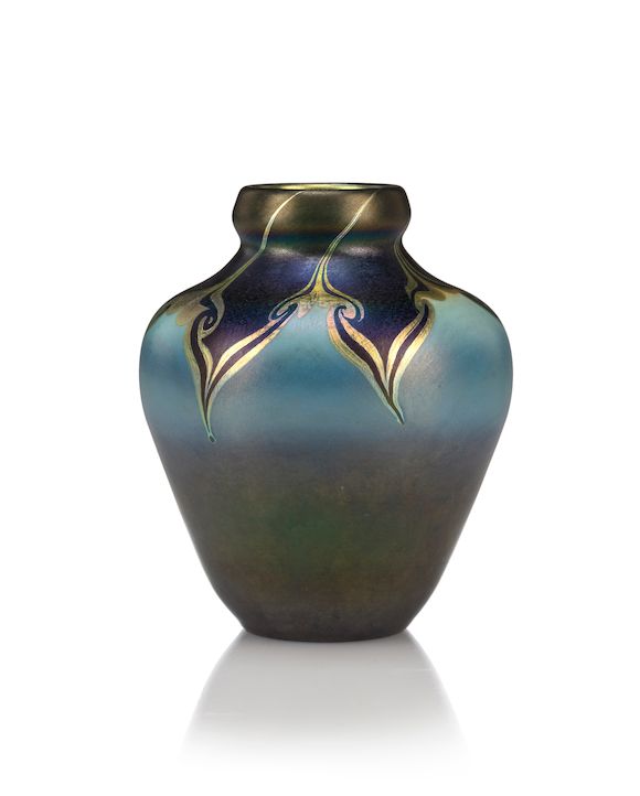Bonhams : A Tiffany Studios decorated Favrile glass vase circa 1905