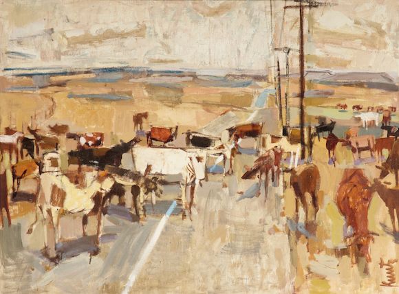 Bonhams : Roger Kuntz (1926-1975) Arizona cattle 30 x 40in