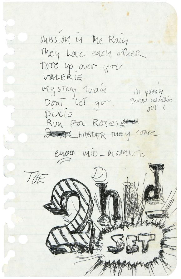 Bonhams : A Jerry Garcia handwritten set list