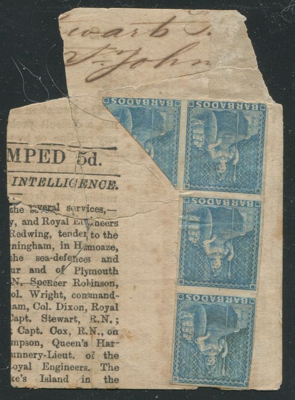 Bonhams : 1855-58 (1p) pale blue (6var, S.G. 9var) uncancelled "L ...