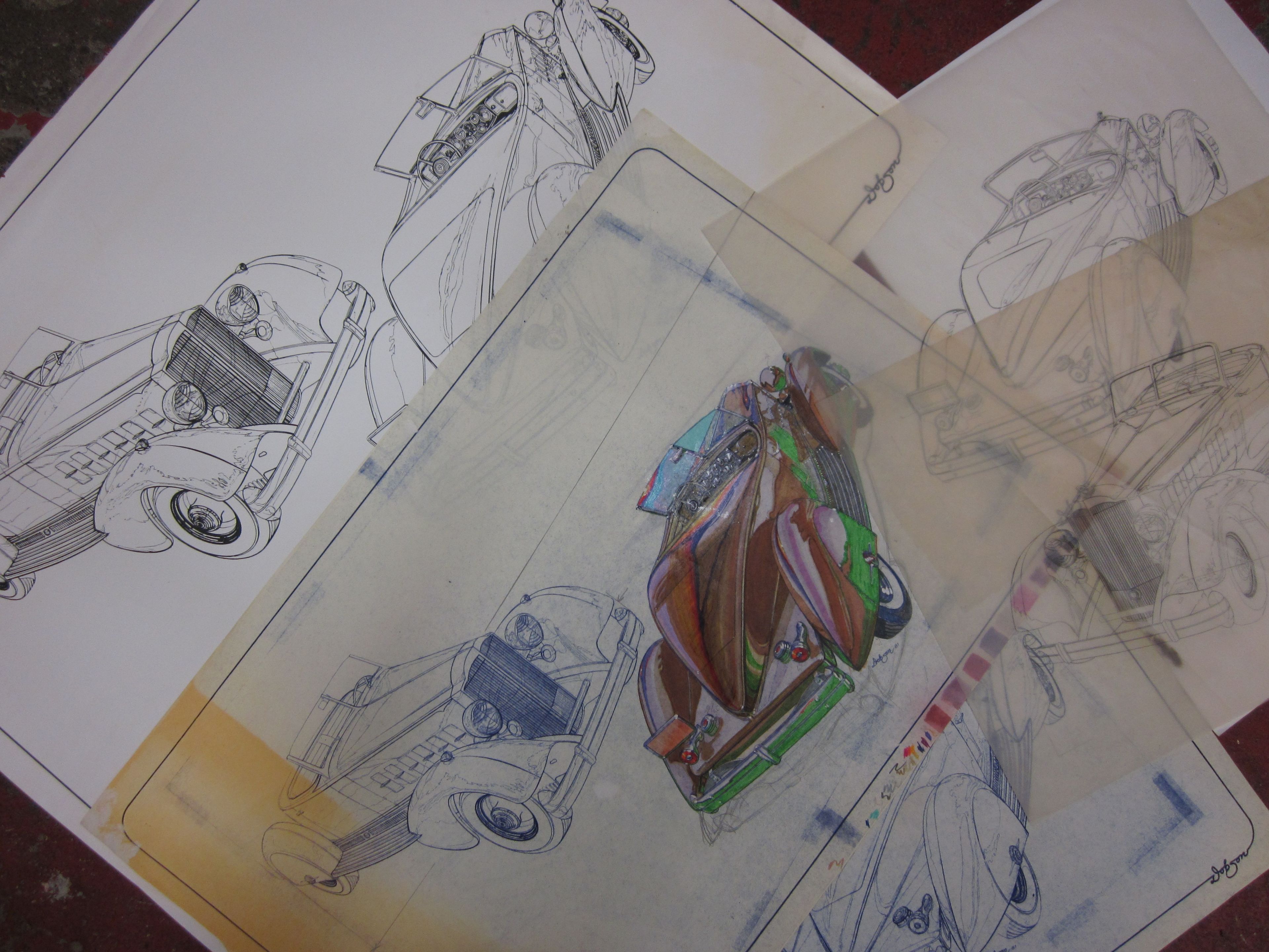 Bonhams Cars : A collection of Bill Dobson original drawings,