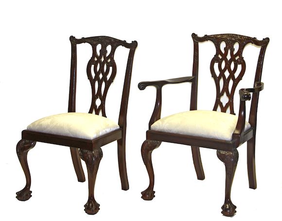 Bonhams : A set of twelve George III style mahogany dining chairs