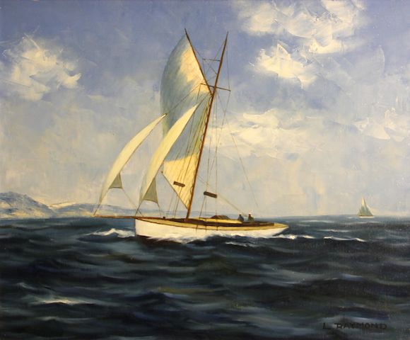 Bonhams : L. Raymond (20th Century) A stiff breeze; Yachts at sea (two ...