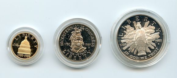 Bonhams : 1989 Congressional Three Coin Proof Set