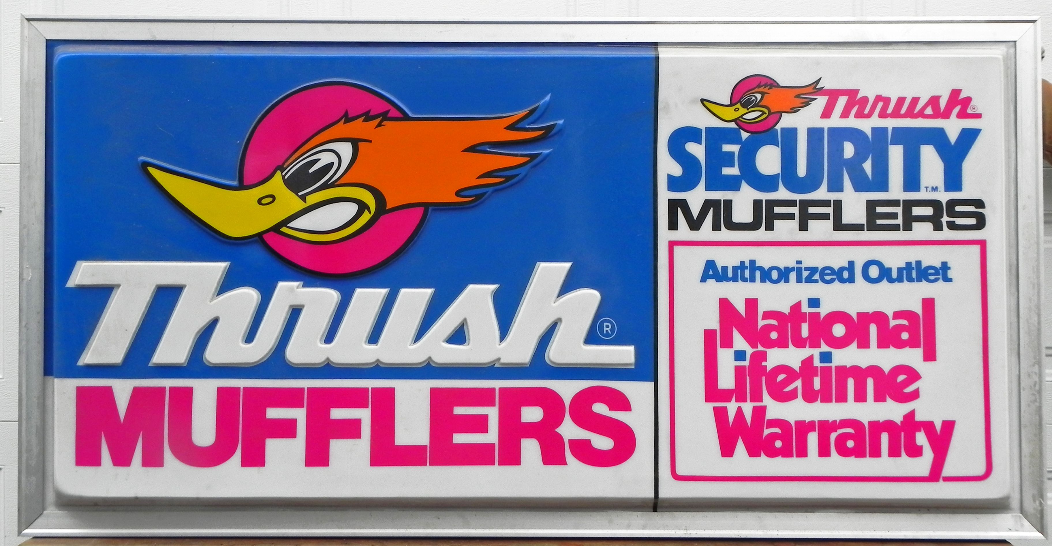 Bonhams Cars : An Original NOS 'Thrush Muffler' dealer sign,