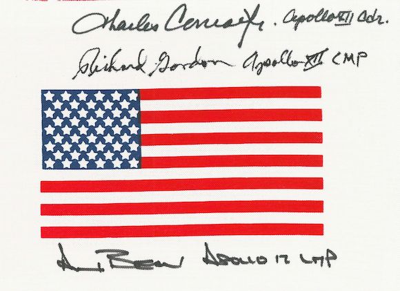 Bonhams : SIGNED BY APOLLO 12 CREWU.S. BETA FLAG. U.S. Beta cloth flag,