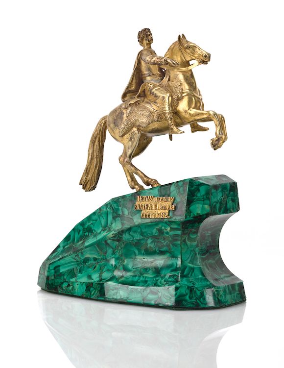 Bonhams : A gilded bronze sculpture of the Bronze Horseman