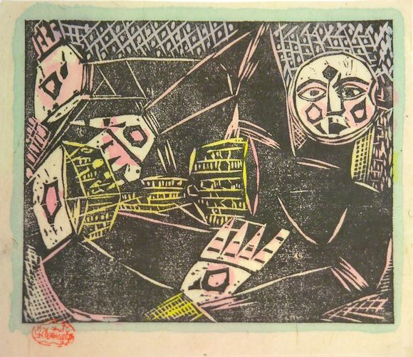 Bonhams : A group of four woodcuts in the style of Munakata Shiko 20th ...