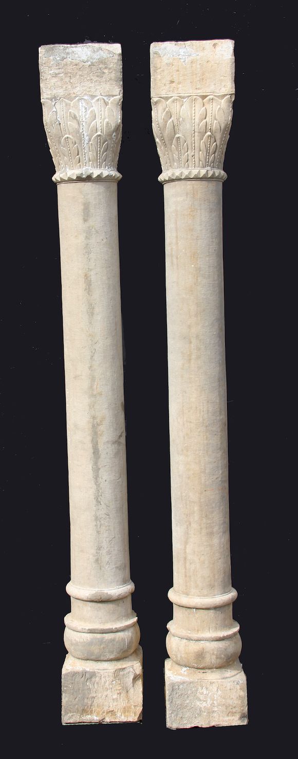 Bonhams : A pair of Classical style stone columns